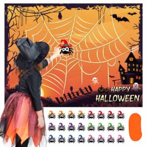 pin the spider on the web - halloween party games for kids halloween game boys halloween birthday game girls pin game with 24 pcs stickers blindfold halloween classroom games