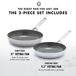 GreenPan GP5 Stainless Steel 5-Ply Healthy Ceramic Nonstick 10" and 12" 2 Piece Frying Pan Skillet Set, Scratch Resistant, Induction, Dishwasher & Oven Safe, PFAS-Free