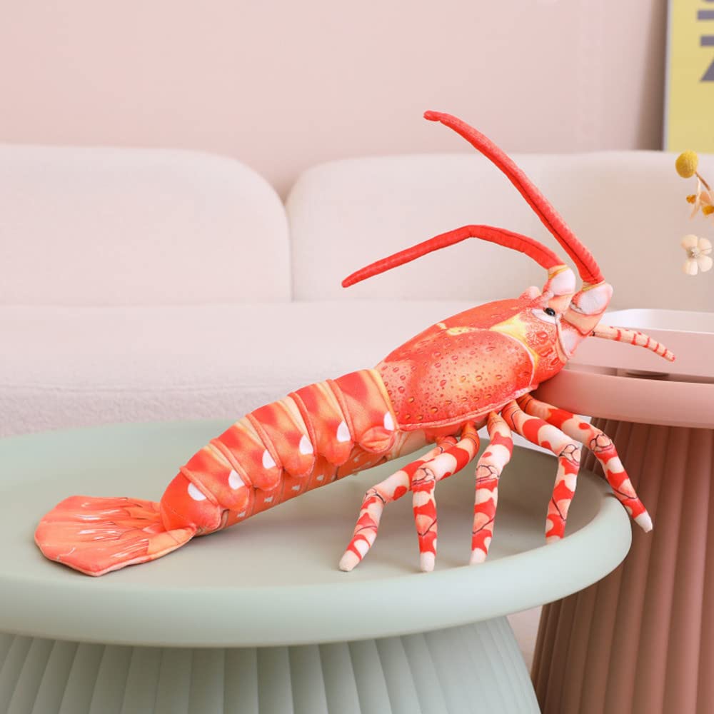 GracesDawn Plush Lobster Stuffed Animals, Australian Lobster Doll, Pillow, Plush Toys, Healing Animal Image That Fills People with Courage and Appetite (23.6 inches Long red)