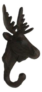 ebros gift pack of 2 cast iron vintage heirloom western rustic bull moose head wall hook hanger decor plaque 6.5" h multi-purpose coats hats keys scarves belts towels pet leashes hangers antlers hook