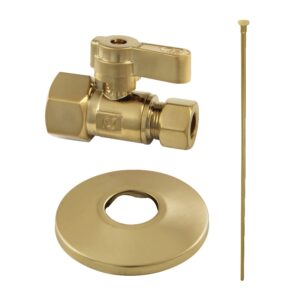 kingston brass kf43157tkf20 trimscape toilet supply kit, 1/2" fip x 3/8" od comp straight valve, brushed brass