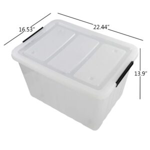 Dehouse 70 L Large Clear Storage Boxes, 4-Pack Plastic Storage Box with Lids and Wheels