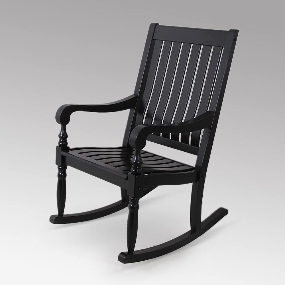 Cambridge Casual Montrose Solid Wood Oversized Rocking Chair Black, Set of 2