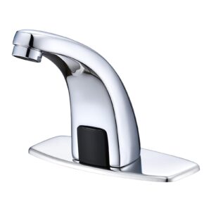 touchless bathroom faucet with motion sensor, deck plate control box and temperature mixer, automatic bath vanity faucet, touchless faucet for bathroom restroom lavatory