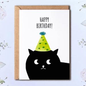 NTVShop Happy Birthday Greeting Card For Cat Lovers - Cute Black Cat Birthday Card - Lovely Birthday Card - Black Cat Card