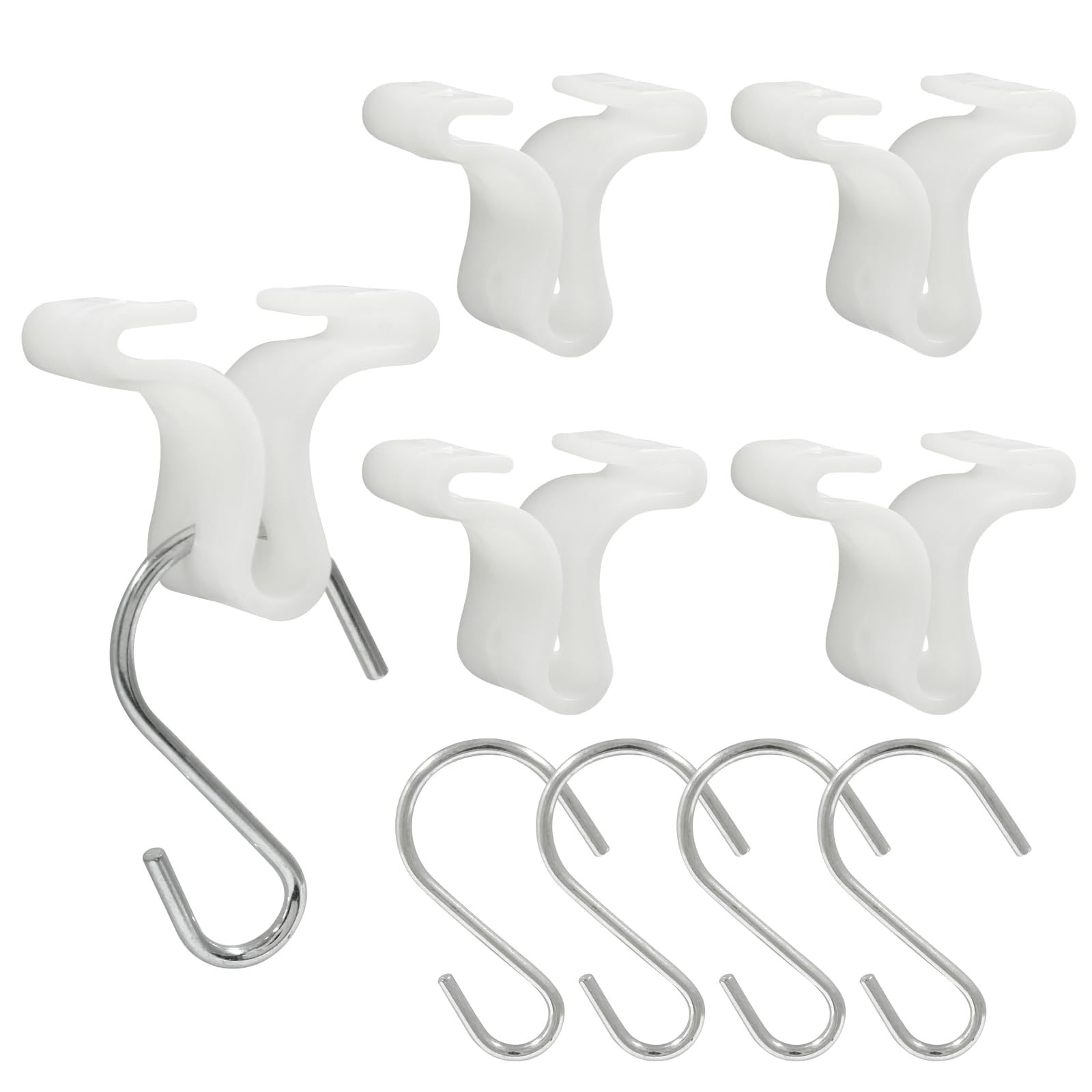 Bonsicoky 15 Pcs White Grid Clips, Drop Ceiling Hanger with 15 Pcs Metal S-Hooks for Office, Classroom, Home, Party and Wedding Decoration