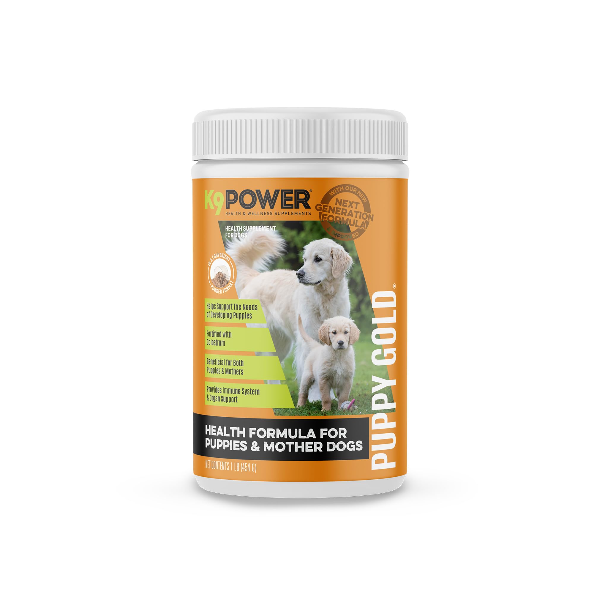 K9 Power Puppy Gold 1 lb - Supplement for Growing Puppies & Nursing Mothers - Essential Nutrients for Healthy Growth & Development - 45 Scoops