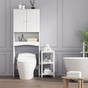 LifeSky Over The Toilet Cabinet - Bathroom Over Toilet Storage Cabinet with Doors - Space Saver Storage for Bathroom White