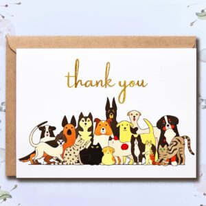 NTVShop Dog And Cat Thank You Cards - Dog Card - Cat Card - Thank You Card - Greeting Card - Happy Card - Dog Lovers Card - Cat Lovers Card