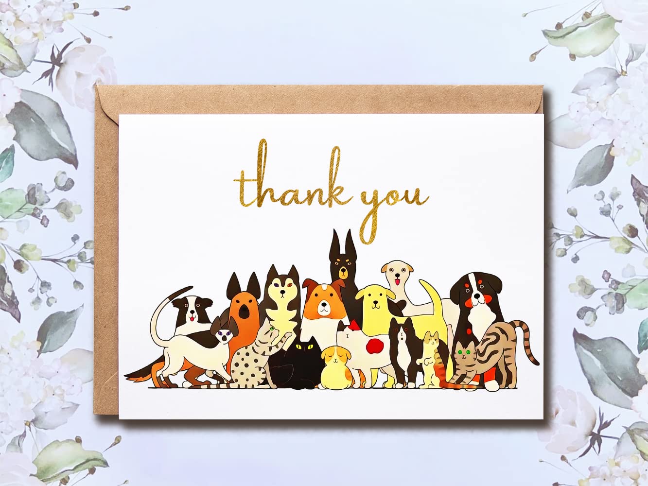 NTVShop Dog And Cat Thank You Cards - Dog Card - Cat Card - Thank You Card - Greeting Card - Happy Card - Dog Lovers Card - Cat Lovers Card