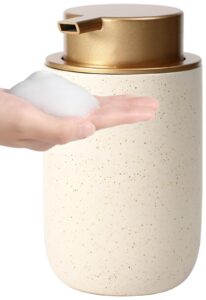 rejomiik foaming soap dispenser thick ceramic foam hand soap dispenser for bathroom or kitchen sink, liquid pump bottles for hand soap, body wash, beige