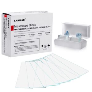 lakwar 100 microscope slides and covers, blank glass slides for microscope, pre-cleaned laboratory microscope slides and coverslips, premium-grade white glass microscope slides and coverslips