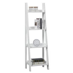 realspace® 60"h 4-shelf narrow ladder bookcase, white