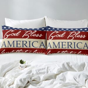 Independence Day Memorial Day Bedding Duvet Cover Set Queen Size 4th of July Bedding American Flag Comforter Cover Set Microfiber Bedspread Cover Patriotic Bedroom Bedclothes