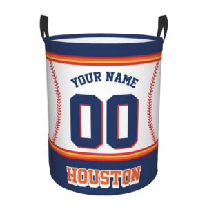 custom houston laundry hamper personalized laundry basket customized name and number collapsible storage basket for bedroom bathroom living room baseball fan gifts