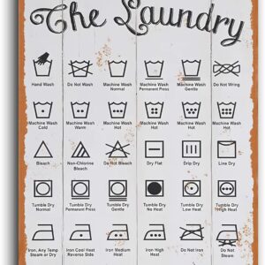 Locmorly Aluminum Sign, Laundry Symbols Guide Sign, 8x12 Inch, Guide Plaque for Laundry Room Decor