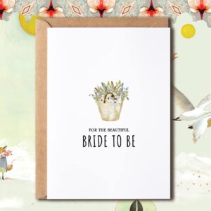 NTVShop For The Beautiful Bride To Be - Floral Basket Bride To Be Card - Bridal Shower Card - Minimal Bridal Shower Card - Valentines Card