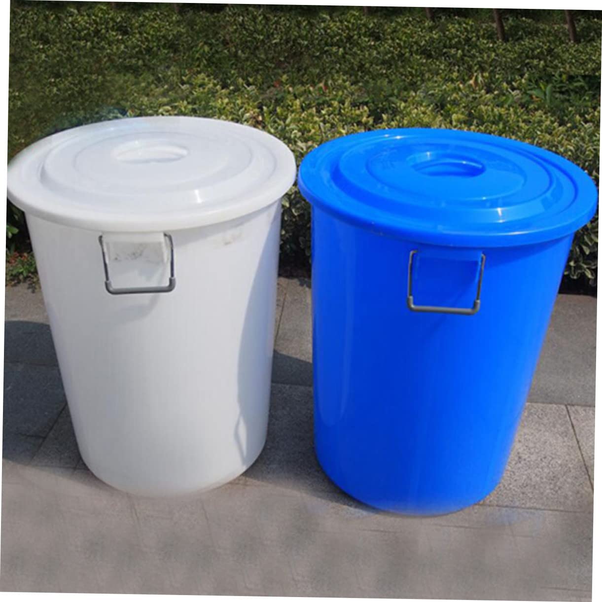 FELTECHELECTR Large Plastic Trash Can Replacement Lid Waste Bin Protector for Kitchen and Bathroom Garbage Cans Fits Most Standard Sizes Sanitation Accessory for Waste Containers