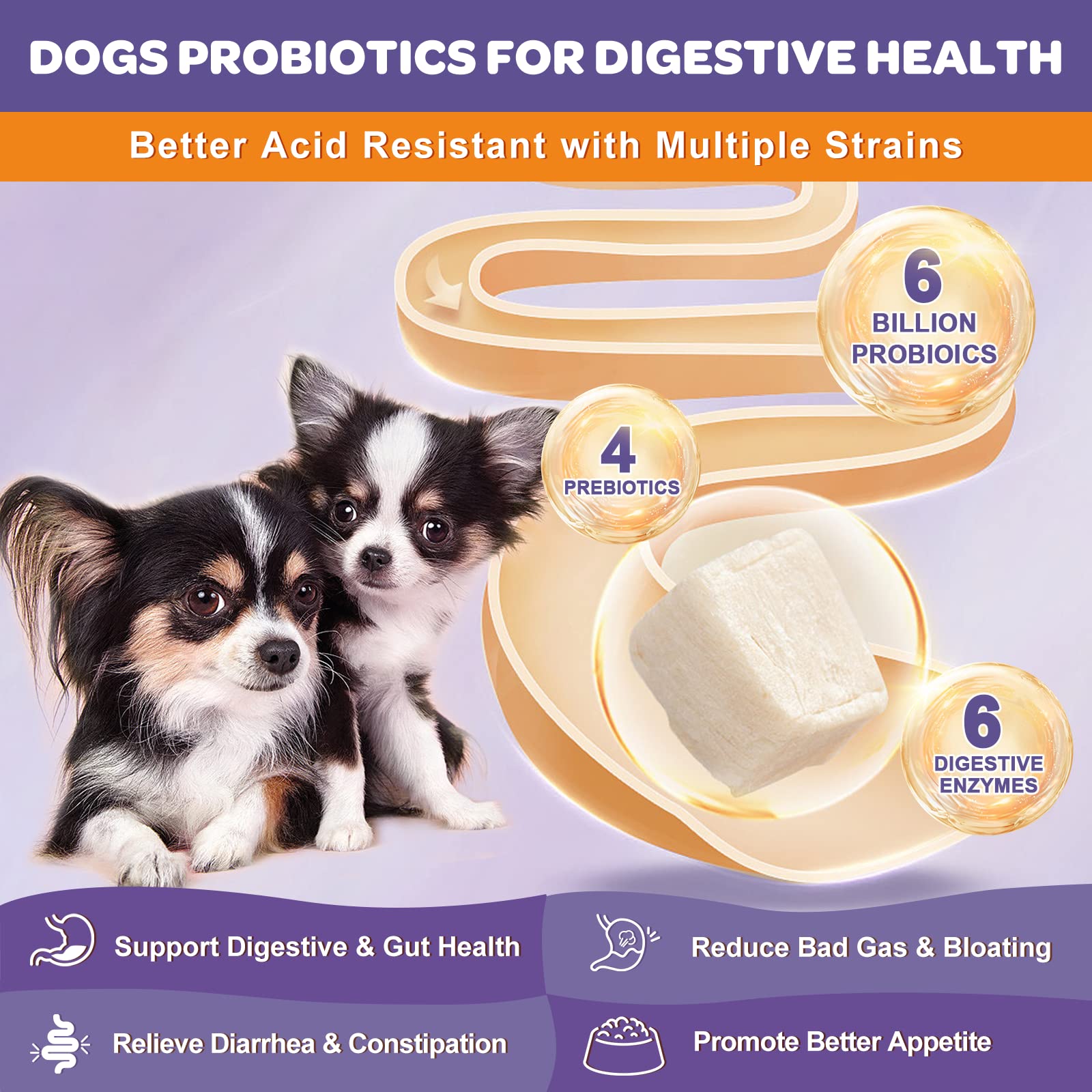 Probiotics for Dogs, with Prebiotics and Digestive Enzymes, Vitamins and Omega 3 for Allergy Itch Relief, Reduce Diarrhea, Gas, Stop Pawlicking, Hot Spots, Shedding