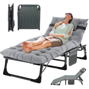 mophoto folding lounge chair 5-position, folding cot, portable outdoor folding chaise lounge chair for sun tanning, perfect for pool beach patio sunbathing