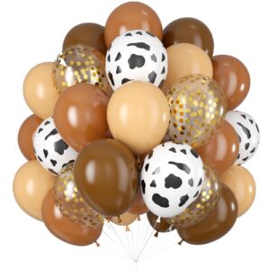 blush brown balloons cow print balloons cowboy birthday decorations western farm party 60pcs 12inch nude brown helium latex balloons for arch tan coffee balloon farmhouse country cowgirl decor