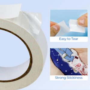 PLANTIONAL 2 Rolls Double-Sided Sticky Fabric Tape, 2/5" x 54.6 Yd & 1" x 54.6 Yd Hem Tape for No Sew, No Iron Hemming, Perfect for Pants, Crafts, and DIY Projects