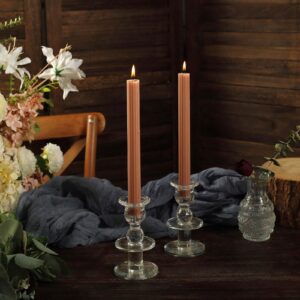 Efavormart 5 Pack | 9" Beige Premium Unscented Ribbed Wick Taper Candles, Tall Ribbon Wax Dinner Candles