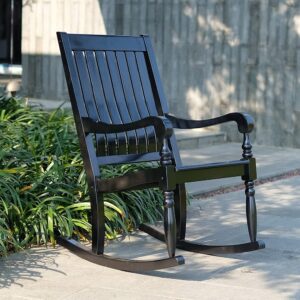 Cambridge Casual Montrose Solid Wood Oversized Rocking Chair Black, Set of 2