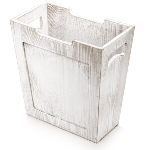 TOPZEA Wood Trash Can, Rectangular Rustic Wooden Waste Basket Farmhouse Wastebasket Bin with Handle Small Narrow Garbage Can Trash Bin for Near Desk, Bedroom, Office, Bathroom, Living Room Decor