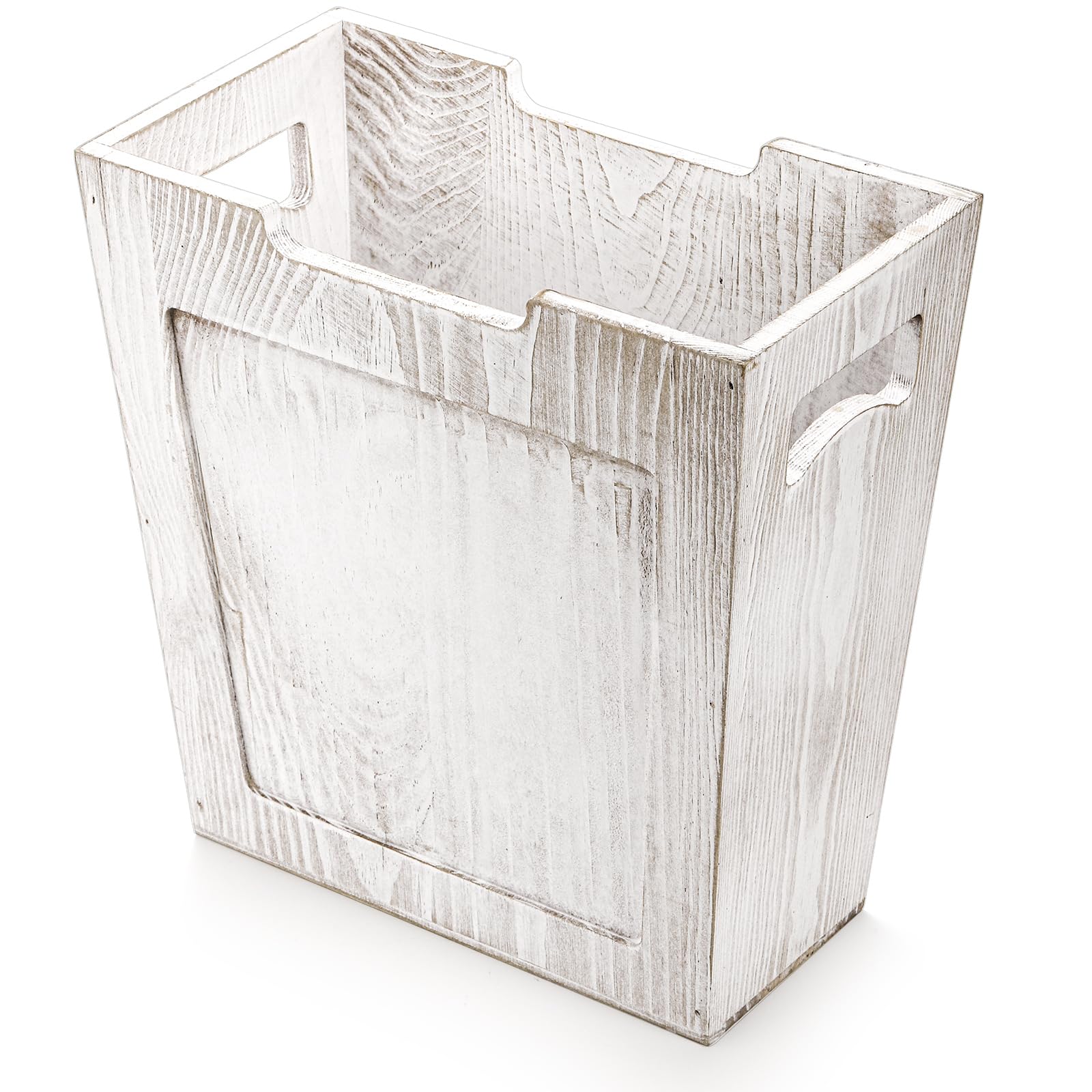 TOPZEA Wood Trash Can, Rectangular Rustic Wooden Waste Basket Farmhouse Wastebasket Bin with Handle Small Narrow Garbage Can Trash Bin for Near Desk, Bedroom, Office, Bathroom, Living Room Decor