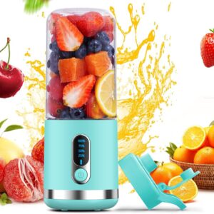 besnoow portable blender, personal blender for shakes and smoothies, 4000mah usb rechargeable, bpa free 15.2 oz 450ml juicer cup with 6 blades and lid, portable juicer for kitchen/travel(light blue)