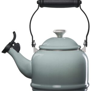 Le Creuset Enamel On Steel Demi Tea Kettle with Metal Finishes, 1.25 qt, Sea Salt