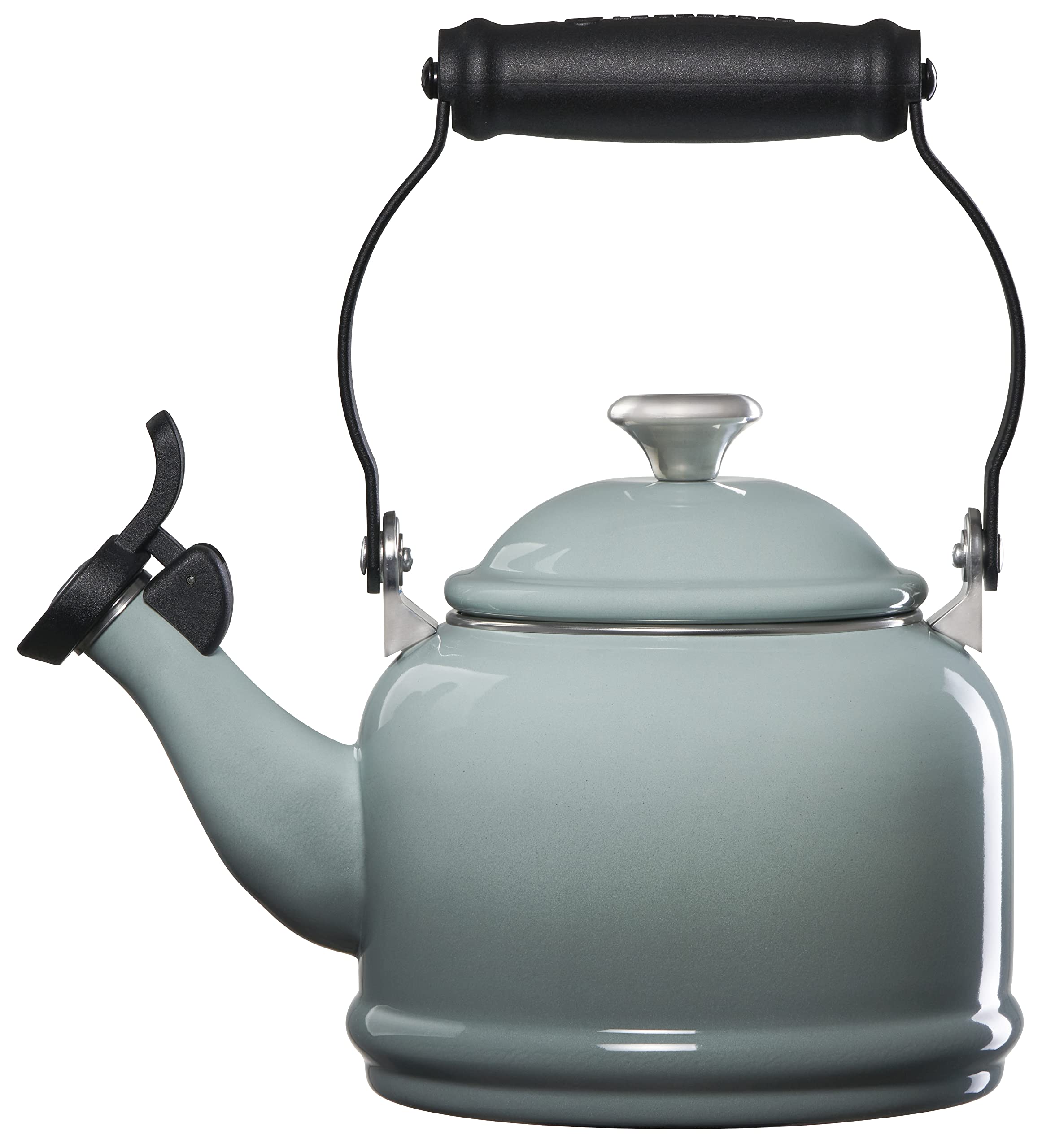 Le Creuset Enamel On Steel Demi Tea Kettle with Metal Finishes, 1.25 qt, Sea Salt