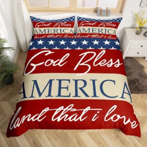 independence day memorial day bedding duvet cover set queen size 4th of july bedding american flag comforter cover set microfiber bedspread cover patriotic bedroom bedclothes