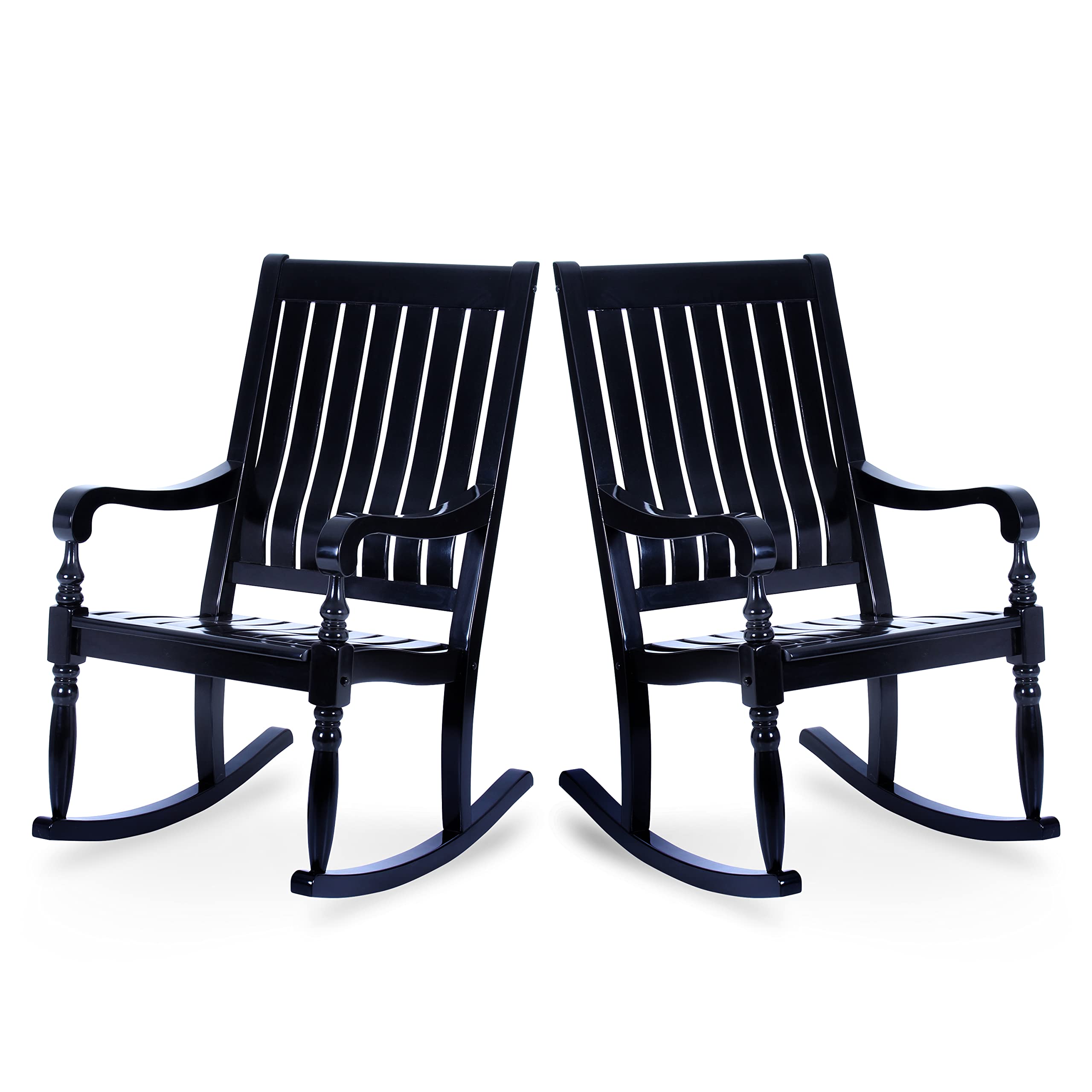 Cambridge Casual Montrose Solid Wood Oversized Rocking Chair Black, Set of 2