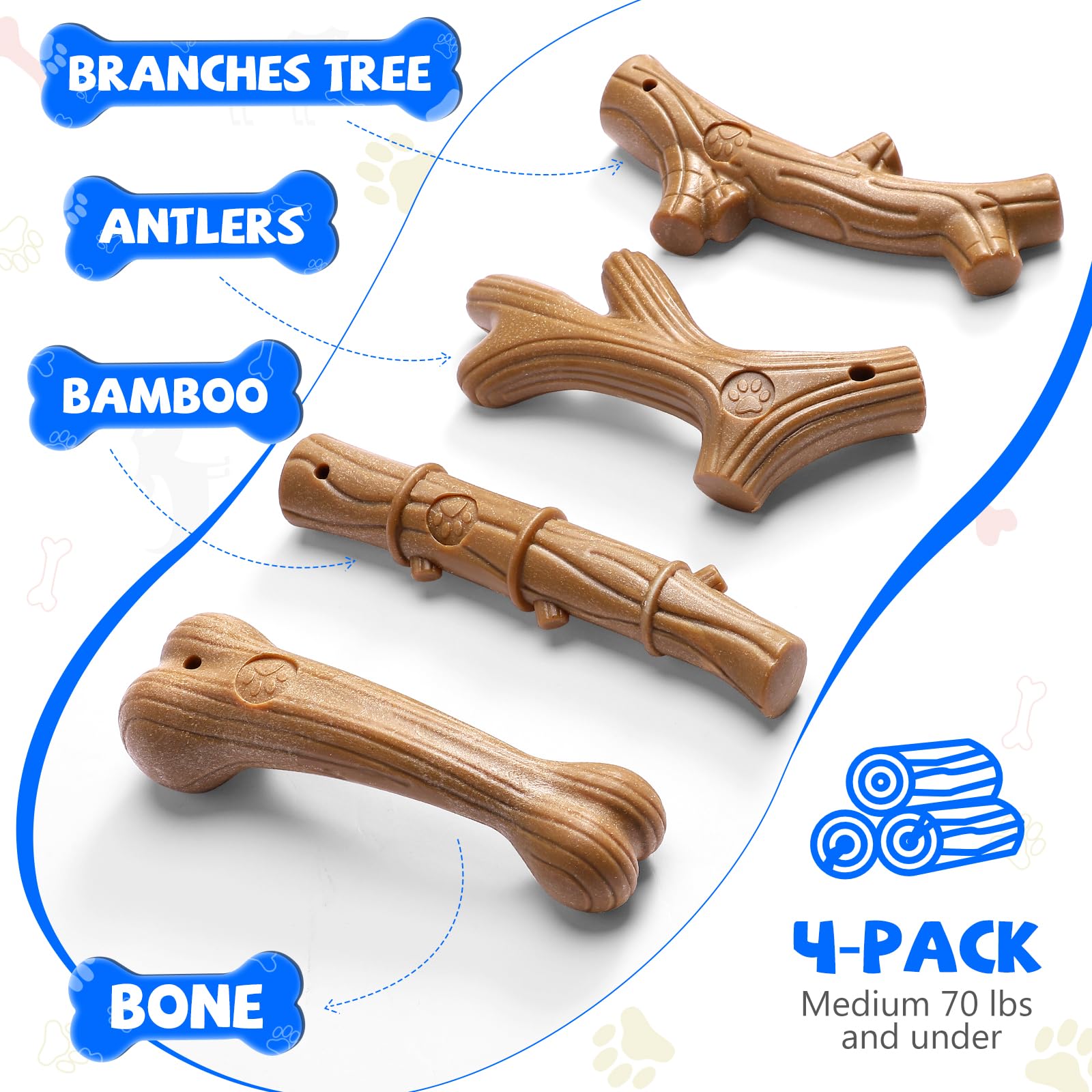 MIPCTI Durable Dog Chew Toy 4 Pack for Aggressive chewers,Tough Dog Toys for Large Medium Small Dog and Puppies Teeth Cleaning, Durable Interactive Dog Toys,Good Gift for Small Medium Dogs.