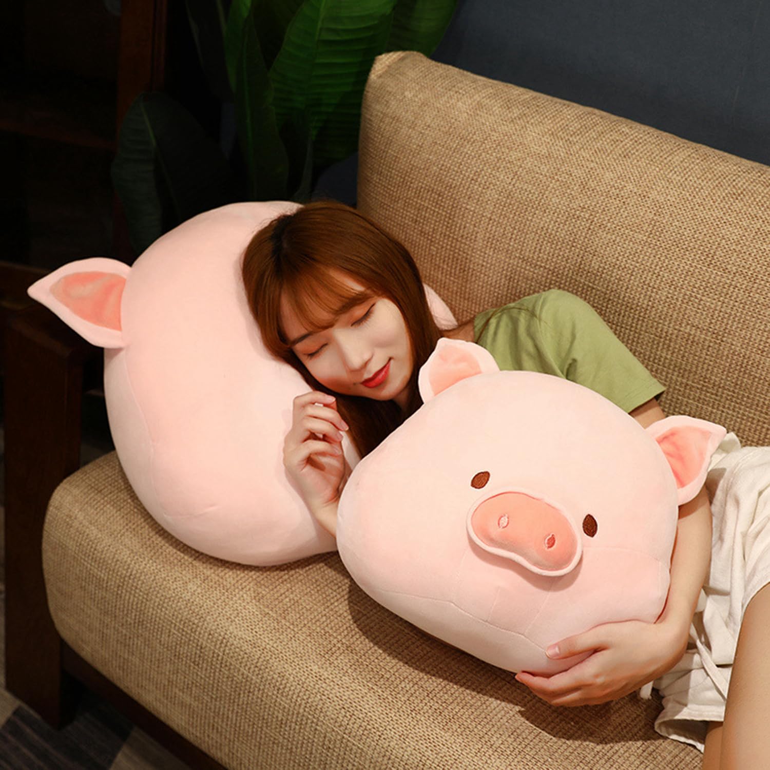 TONGSONG 16 Inch Cuddly Soft Pig Head Plush Hugging Pillow Cute Stuffed Pink Pig Animal Plushies Pig Toy Kids Stuffed Animals Pig Plush Toys Gift for Birthday, Valentine, Christmas