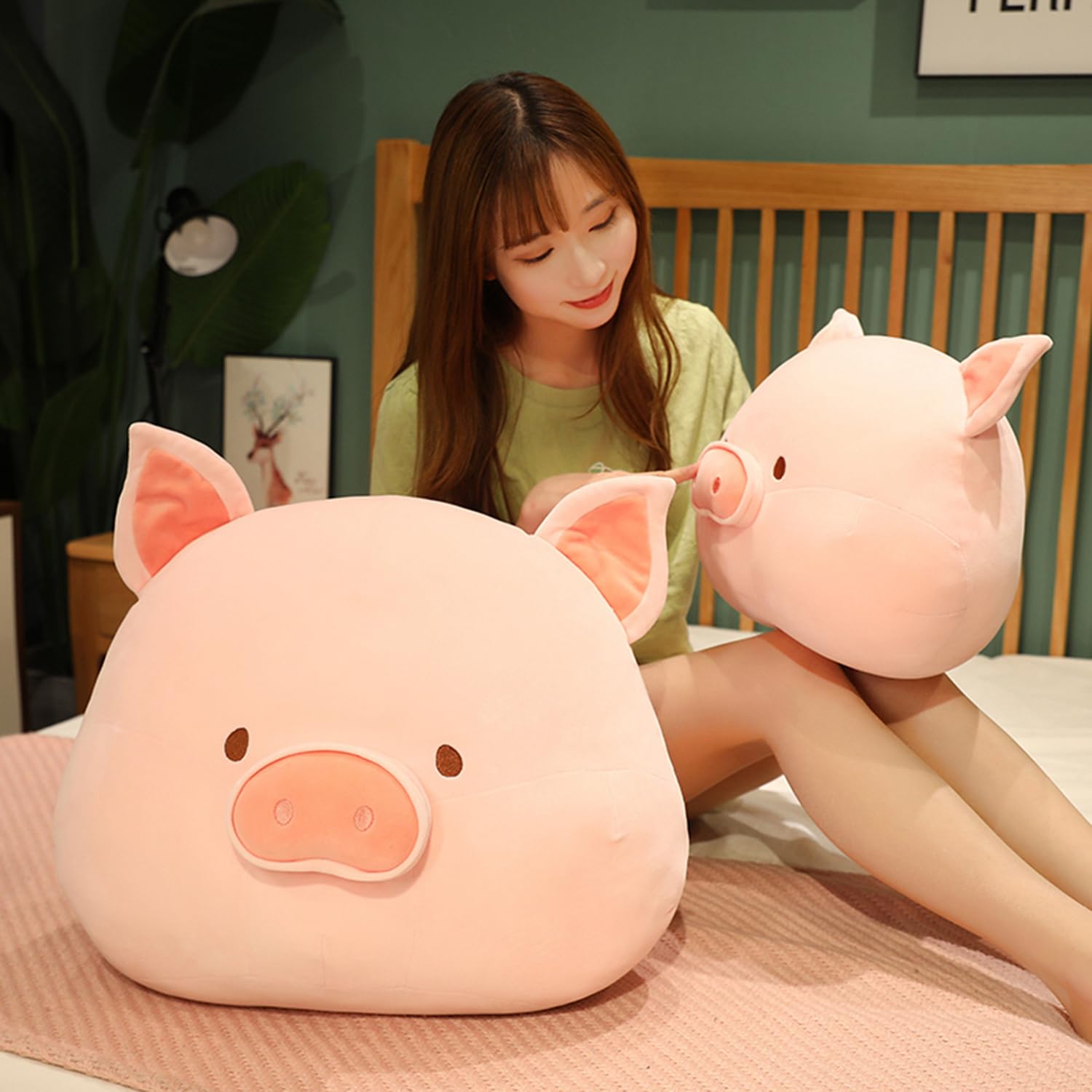 TONGSONG 16 Inch Cuddly Soft Pig Head Plush Hugging Pillow Cute Stuffed Pink Pig Animal Plushies Pig Toy Kids Stuffed Animals Pig Plush Toys Gift for Birthday, Valentine, Christmas