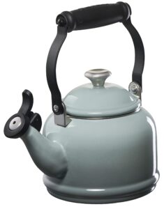 le creuset enamel on steel demi tea kettle with metal finishes, 1.25 qt, sea salt