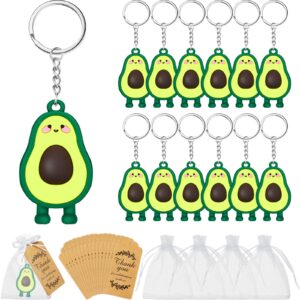 huquary 36 pieces fruit party decorations including 12 avocado keychain 12 thanks kraft tags and 12 white organza bags for tropical avocado mexican baby shower birthday friendship fiesta party, green