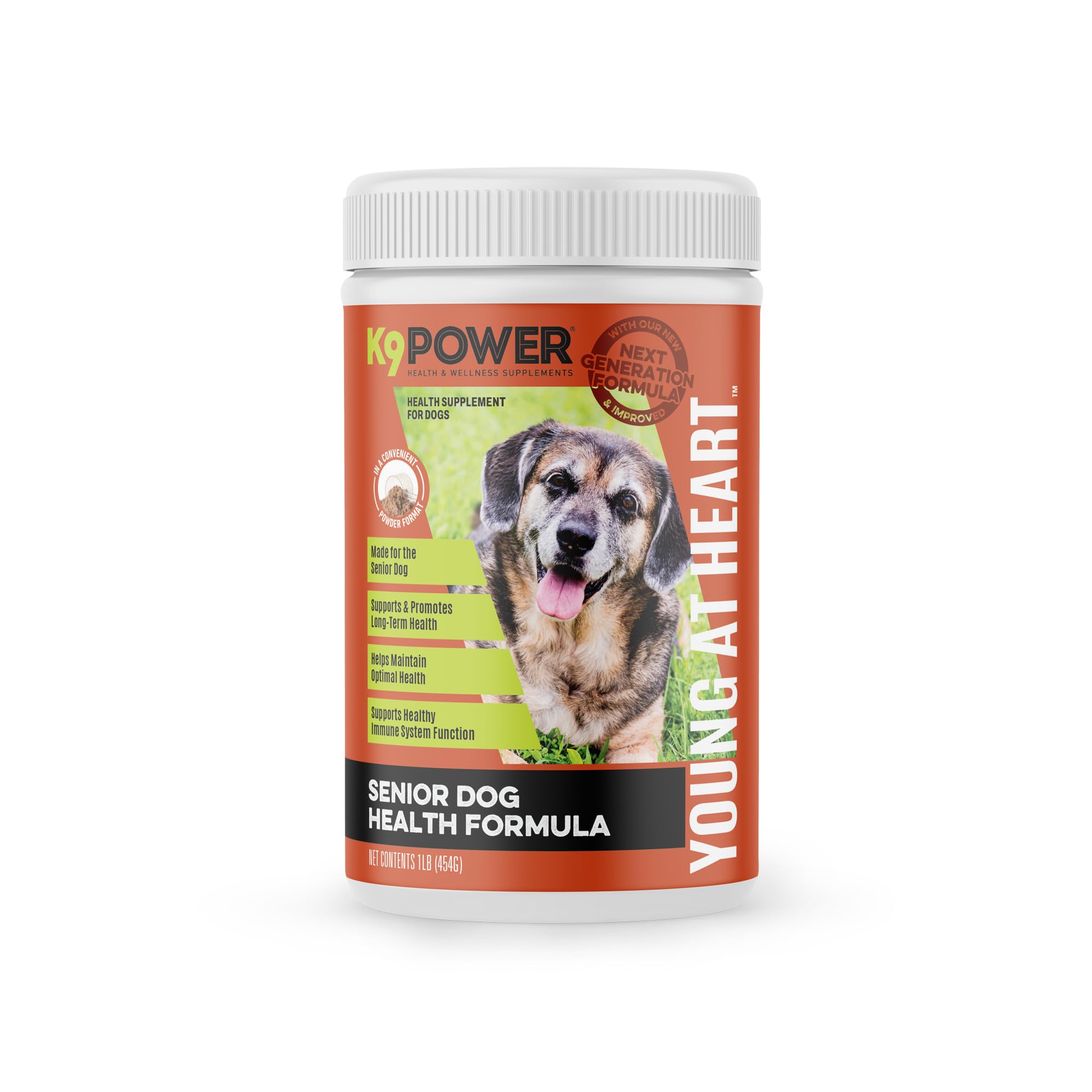 K9 Power Young at Heart Senior Dog Multivitamin 1 lb – Advanced Supplement for Seniors – Supports Brain, Heart, Vision, Joint Health, and Mobility