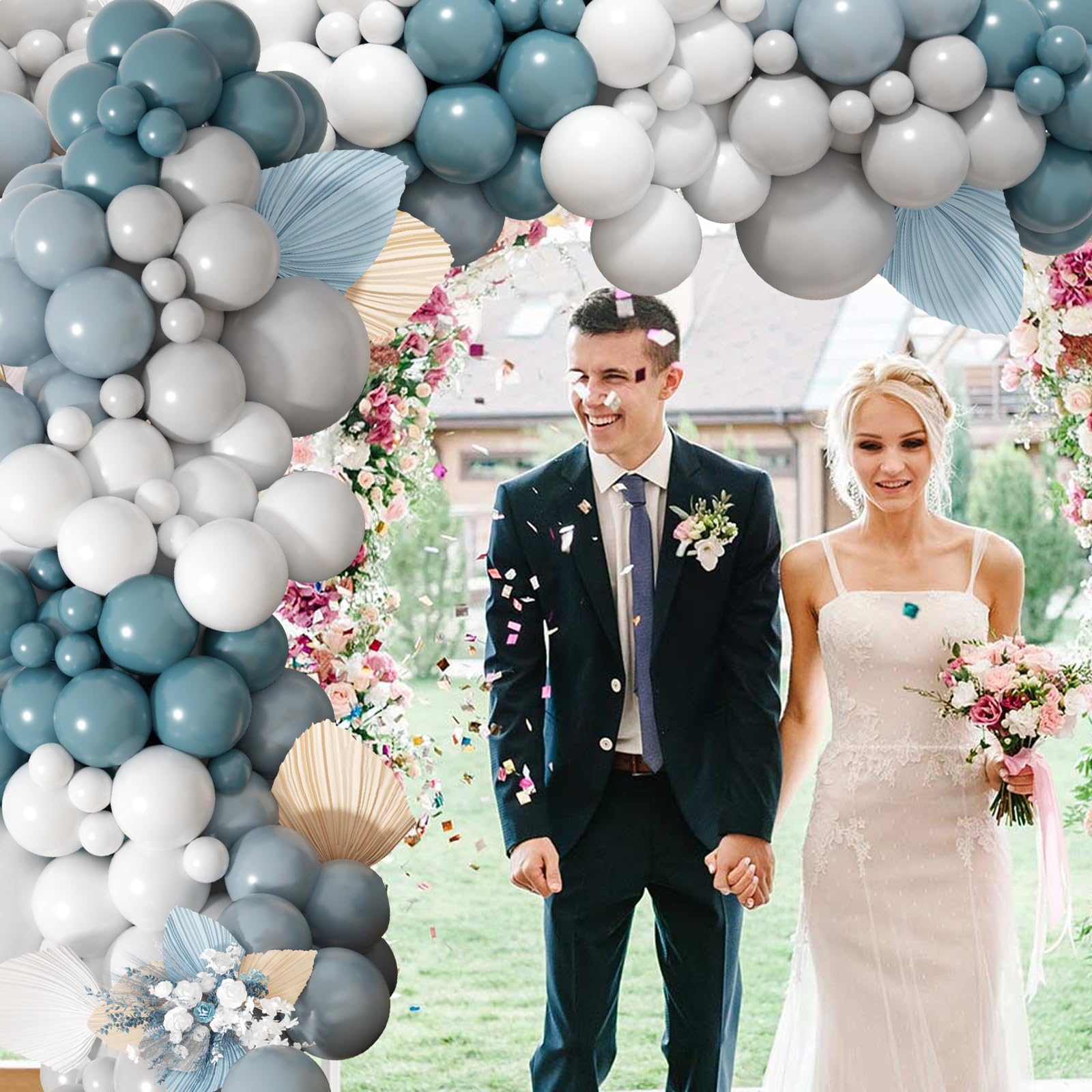 Dusty Blue Balloon Arch Kit, Dusty Blue Grey White Balloon Garland Kit, Latex Birthday Party Balloons DIY Balloons Arch For Birthday Wedding Baby Shower Graduation Party Decorations