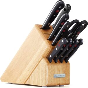 wüsthof gourmet 11-piece knife block set, beech wood