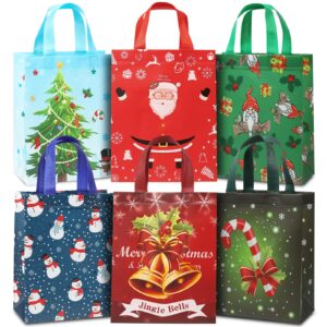 yangte 24 pack small christmas gift bags, bulk holiday gift bags medium size perfect as christmas bags, goody bags, reusable tote bags for kids xmas classrooms and party favors,10.2"*3.9"*8.2