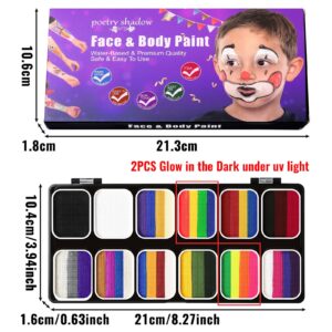 SPRINGSKY 39 Colors Face Paint Kit For Kids: Professional Face Painting Kit with 6 Stencils and 13 Brushes - Water Activated Facepaint Makeup Kit - Non Toxic Face Paint for Halloween and Christmas