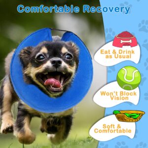 infisu Inflatable Dog Cone Collar (L Size), Soft Blow-up Protective Recovery Dog Collar, Pet Donut Cone Collar, Comfy Elizabethan Collar After Surgery for Medium Dog to Prevent Biting Scratching, Blue