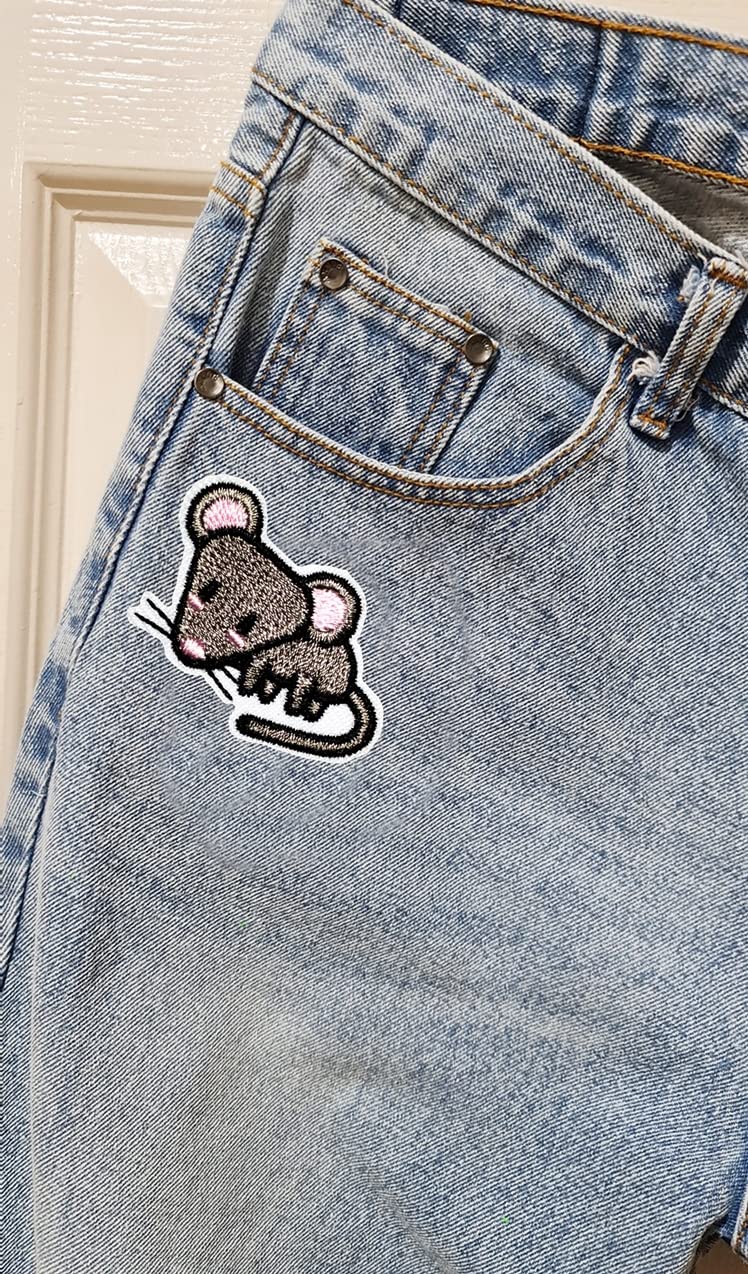 Tiny Truly Lovely Mouse Rat Cartoon Children Kid Embroidered Sew on Patches Stickers Logo Clothes T-Shirt Jackets Hats Jeans Backpacks DIY Embroidery Costume Patch for Men Women Boys Girls (3 PCS)