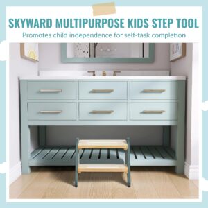 Dream On Me JPMA Certified Skyward Multipurpose Kids Step Stool with Anti-Slip Base, Greenguard Gold Certified, Made of Sustainable New Zealand Pinewood in Olive