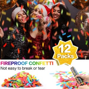 FIEKEICC Confetti Cannon Multicolor 12 Pack Biodegradable Confetti Popper Party Confetti Shooters12 Inch Confetti Popper Cannons Confetti Poppers for Wedding,Birthday,Graduation, New Years Celebration