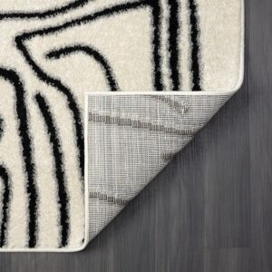 Abani Abstract Beige/Black Area Rug - 8'x10' - Modern Animal/Natural Lines Design - Deco Collection - Easy to Clean - Durable for High Traffic Areas - Living Room, Dining Room - Medium Pile